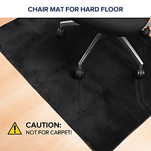 QQpony Large Chair Mat for Hard Floor, 63"x51" Office Chair Mat for Hardwood Floor, Flannel Fabric Desk Rug for Hard Surface, Protector Floor Chair Mat for Home Office (Black)