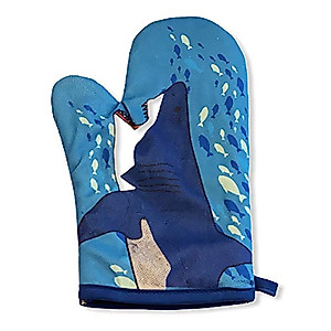 Shark Puppet Hand Oven Mitt Ocean Fish Graphic Novelty Kitchen Accessories Funny Graphic Kitchenwear Shark Funny Food Novelty Cookware Blue Oven Mitt