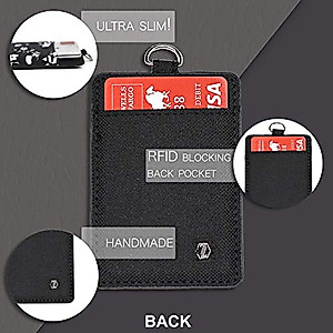 ZARIO Slim Keychain Wallet Lanyard - Minimalist RFID Card Holder Keychain for Men & Women (Black)