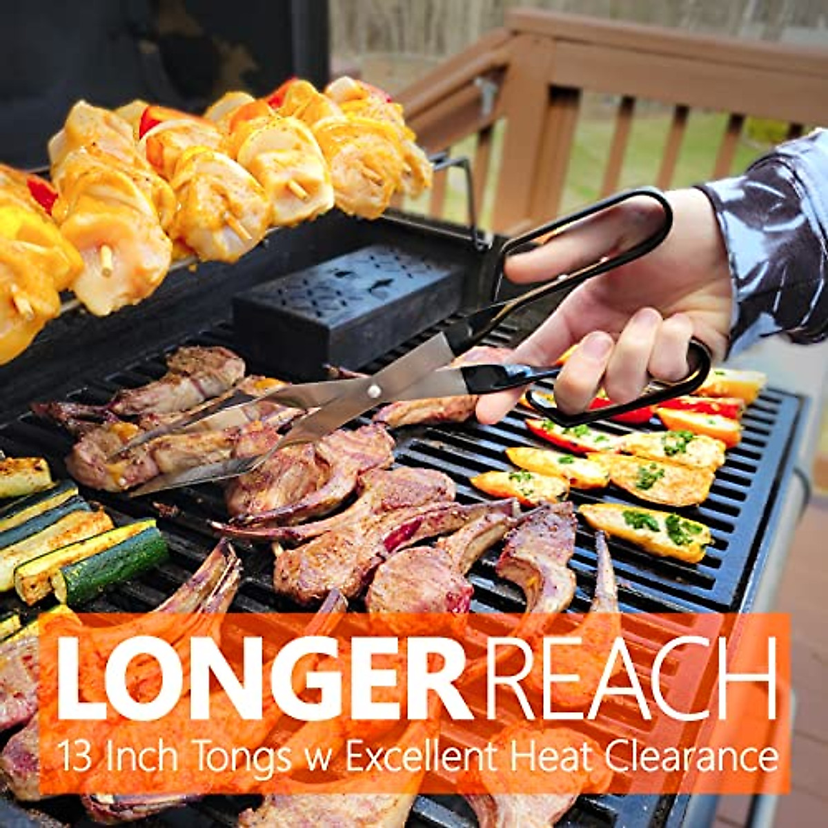 Shark BBQ Heavy Duty Compact Grilling Tongs for Kitchen and Outdoor Barbecue: Expert Craftsmanship and Durability Demanded by Professionals (Red)