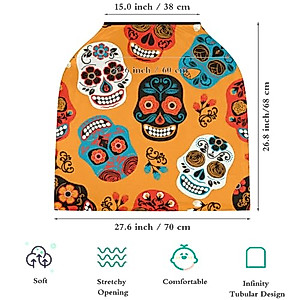 Sugar Skeletons Baby Car Seat Cover for Baby Boys and Girls Breathable Lightweight Carseat Cover Baby Carrier Cover Soft Flexible for Girls Boys