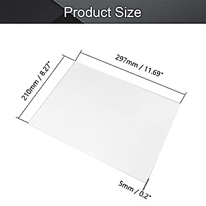 Fielect Clear Acrylic Sheet 11.69" x 8.27" Cast Plexiglass Sheet 0.20" Thick (5mm) Transparent Board Panel with Protective Paper for Home Decor, Craft, Picture Frame, Signs, DIY Display Projects