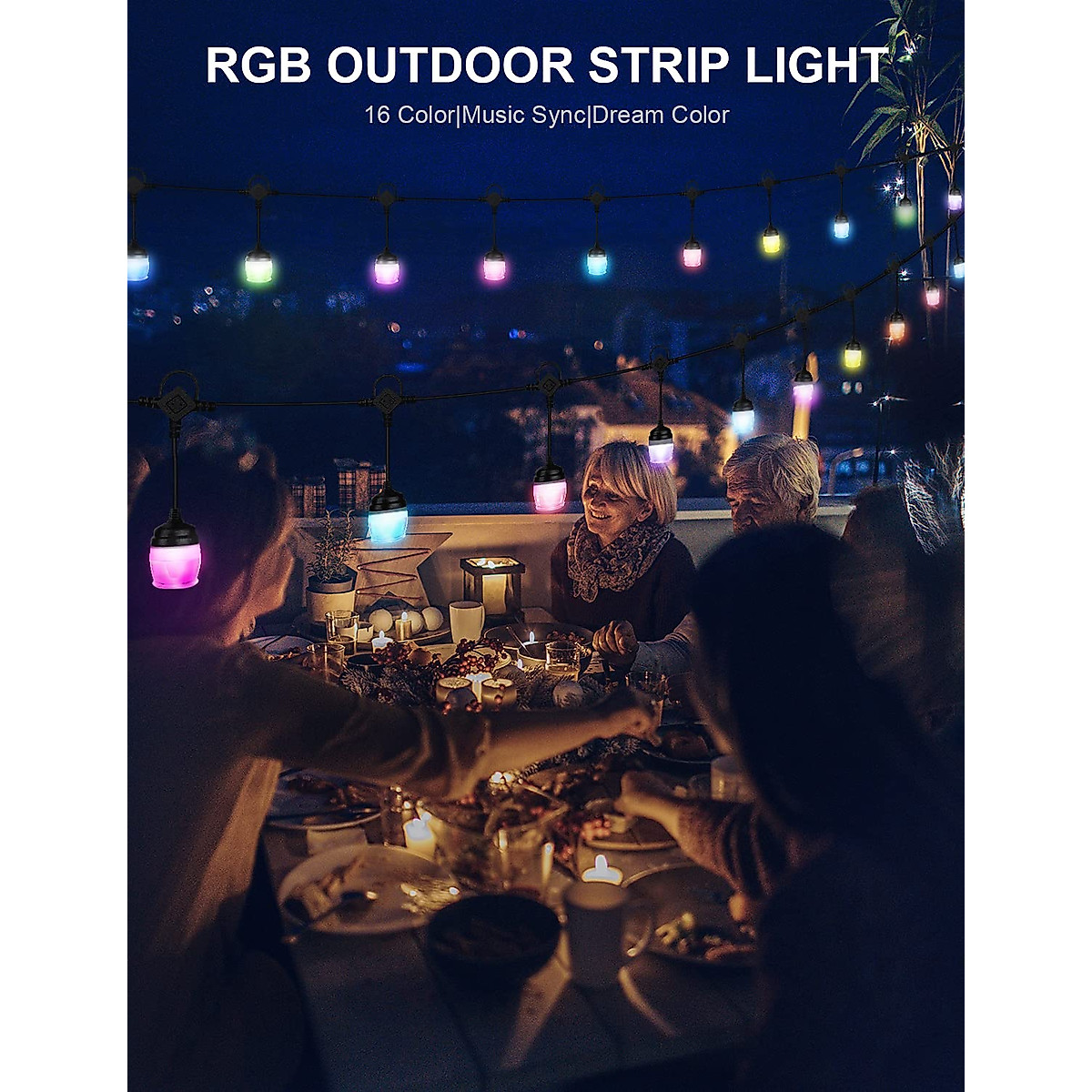 NPET Led Outdoor String Lights,Waterproof Edision Bulbs with RGB Color，Music Sync，Shatterproof WiFi Control Patio Lights，Commercial Grade Outside Lights for Indoor Outdoor,Home Decor,Wedding Party