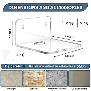 COXWANG Acrylic Small Shelf,Window Plant Shelf,Acrylic Wall Shelves Display Ledges for Pop Figures,Plant,Picture Photo,Spices,Security Cameras, Speakers