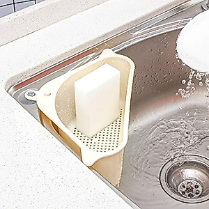 rft Sponge Holder, Sink Caddy Triangular Drain Shelf Storage Rack Sponge Holder for Kitchen Sink Sucker for Kitchen Bathroom Support Corner Hanging Shelf Soap Box.