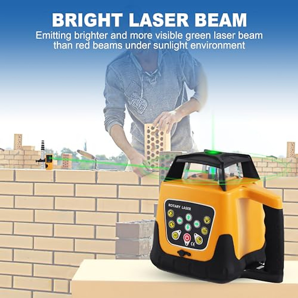 Iglobalbuy Rotary Laser Level Green Laser Self Leveling Kit, 500M Green Beam 360° Automatic Horizontal/Vertical Self-leveling Rotary Rotating Laser Level with Remote Control + Receiver