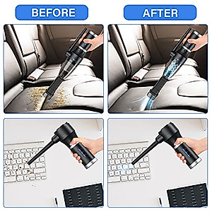 ATEngeus Compressed Air Duster & Vacuum, 77000 RPM Cordless Air Duster, 3 in1 Air Blower, Detachable Battery, Replaces for Air Cans, Keyboard Cleaner, Vacuum Cleaner for pc