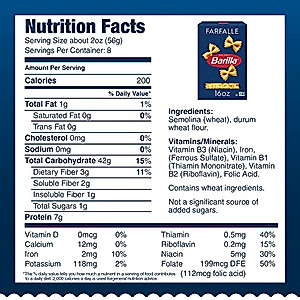 Barilla Farfalle Pasta, 16 oz. Box - Non-GMO Pasta Made with Durum Wheat Semolina - Kosher Certified Pasta