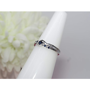 Dazzlingrock Collection 18K Blue Sapphire And White Diamond Women Bridal Engagement Wedding Ring Band Set, White Gold, Size 6.5