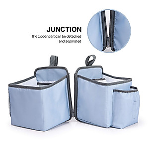 MOMIGO Baby Diaper Caddy Bag Stacker Organize - Nursery Storage Bin for Diapers, Wipes & Toys with Insulation Pocket - 2pcs Diaper Organizer for Crib Wall (Blue)