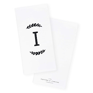 The Cotton & Canvas Co. Personalized Single Monogram Initial I Soft Absorbent Kitchen Tea Towel, Flour Sack Towel, Dish Cloth