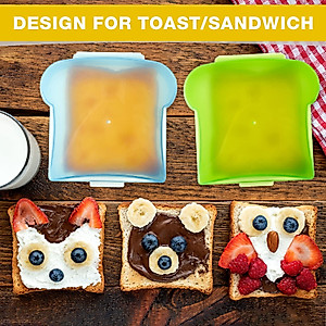 Potchen 8 Pcs 20 oz Toast Shape Sandwich Box Food Storage Containers PP Lunch Kids or Adult Holder Microwave and Freezer Safe for Christmas(White, Green, Blue, Red)