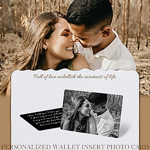 Nobelook Personalized Metal Wallet Photo Card Two Sides Custom Engraved Text Message Wallet Card Insert Gifts (Black)