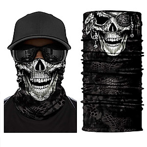 Skull Face Sun Mask Half,Bandanas,Neck Gaiter, Headwear, Headband for Fishing, Hunting,Yard Work