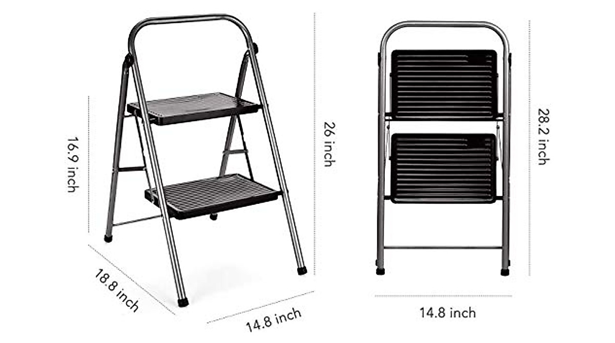 Delxo 2-Step Ladder: Safety, Portable & Sturdy Design