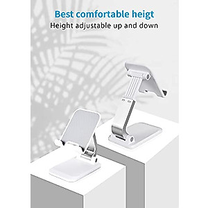 Foldable & Portable Cell Phone Stand with Silicon Pad,Adjustable Angle Height Tablet Desktop Holder Compatible with iPhone 14 Pro Max,Samsung Galaxy S20 and Other 4-8'' Smartphone
