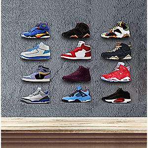 NC Floating Shoe Display Shelf for Wall Mount,Levitating Shoe Rack for Wall-Clear Acrylic Floating Shelves for Showcase Sneaker Collection (Set of 6)