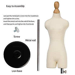 Parfumfloral Female Dress Form Mannequin（Not Adult Full Size 1/3 Miniature Sewing Mini Trouser Dress Form Straightly Into Body Inside, Fully Pinnable Dressmaker Dummy (Split Leg Beige, 1/3)