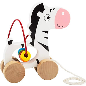 Small Foot Wooden Toys Motor Skills Toy Playset Collection with Pull-Along Zebra, Stacking Tower & Shape Sorting Games Designed for Children 12+ Months, Multi (11106)
