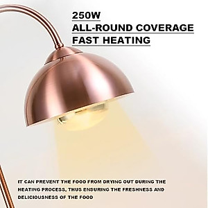 250w Catering Heat Lamp, Food Warmer Lamp, Food Heat Lamps, Marble Base, All-Round Insulation, for Restaurant Kitchen Food Service Buffet Home