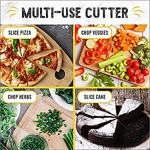 Checkered Chef Pizza Cutter - Sharp Stainless Steel Rocker Knife w/Plastic Blade Sheath - Dishwasher Safe, Outdoor Pizza Oven Accessories - 14 Inch