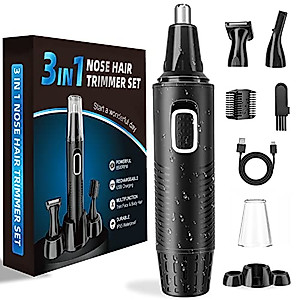YUZHAII Ear and Nose Hair Trimmer, 8500RPM USB Rechargeable Nose Trimmer for Men and Women,Painless Nose Clippers Eyebrow Facial Hair Trimmer Kit,Dual Edge Blades for Easy Cleaning