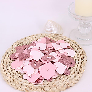 Blopee Heart Confetti, 300 pcs Pink Confetti, Valentines Confetti for Bridal Shower Decorations, Valentines Day, Wedding Shower, Anniversary Party