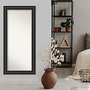 Amanti Art Non-Beveled Full Length Mirror (67.5 x 31.5 in.), Ballroom Black Silver Frame - Floor Mirror, Wall Mirror - Black from WI, USA