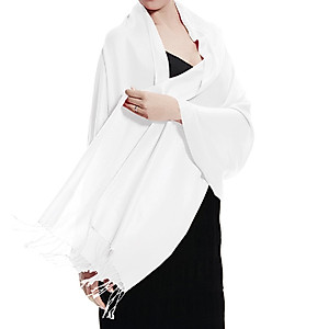 TZ Promise Pashmina Wedding Large Soft Plain Shawl/Wrap/Scarf for Women (White)