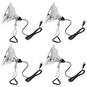 Simple Deluxe HIWKLTCLAMPLIGHTMX4 4-Pack Clamp Lamp Light with 8.5 Inch Aluminum Reflector up to 150 Watt E26 Socket (no Bulb Included) 6 Feet 18/2 SPT-2 Cord, Silver