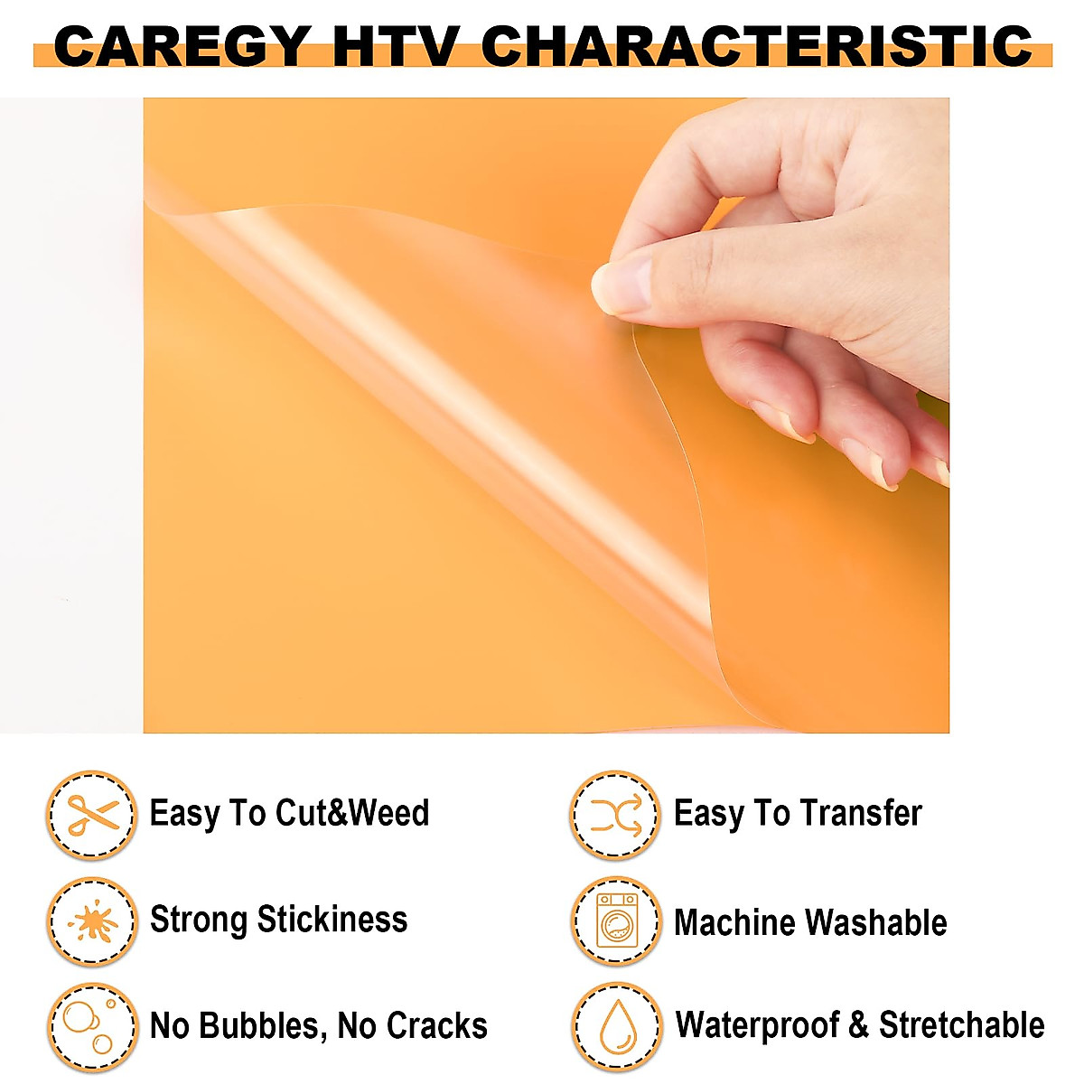 CAREGY Heat Transfer Vinyl White Iron on Vinyl-12"x 45Ft HTV Vinyl Roll Easy to Cut & Weed for Heat Vinyl Design