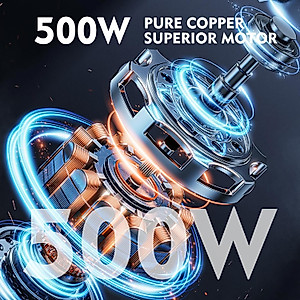 Meat Grinder, 500W Powerful Food Processor with Handle, 2 Bowls(8 Cup+8 Cup)-Includes 1 Set of Bi-Level Blades, Electric Veggie Chopper for Family, Baby Food, Nuts, Grains