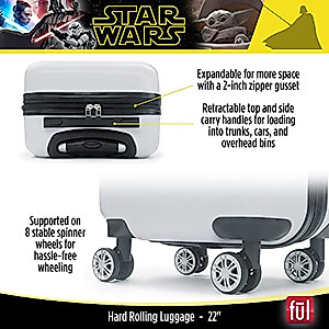 FUL Star Wars Storm Trooper Carry-On Rolling Suitcase, Hardside Travel Luggage with Spinner Wheels, 21 Inches, White