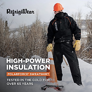 RefrigiWear PolarForce Pullover Sweatshirt, Insulated Hoodie, (Black), (Large)
