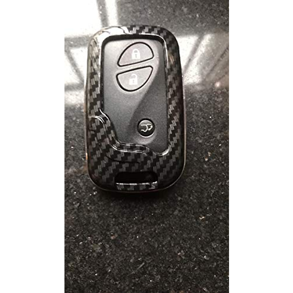 iJDMTOY Exact Fit Black Glossy Carbon Fiber Finish Key Fob Shell Compatible With Lexus IS ES GS LS CT LX GX RX, etc 1st Gen Smart Keyless Fob