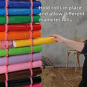 AGX Bravo Vinyl Roll Holder with 48 Compartments - Clear Vinyl Storage Organizer Wall Mount/Over The Door, Hanging Craft Vinyl Storage Rack with Door Hooks and Strap (pink)