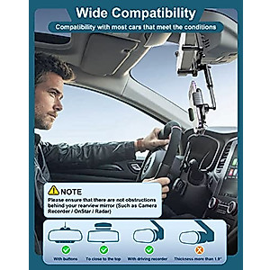 TOPGO Updated Rotatable and Retractable Car Phone Holder- Rear View Mirror Phone Holder, Upgrade Adjustable Car Phone Holder Mount for iPhone, Samsung and All Smartphones