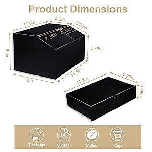 Coffee Station Organizer Coffee Bar Essentials Condiment Pod Storage Drawers, Coffee Bar Set Up For Countertop, Coffee Bar Accessories And Organizer Coffee Stand Cup Holder For Kitchen Office, Black