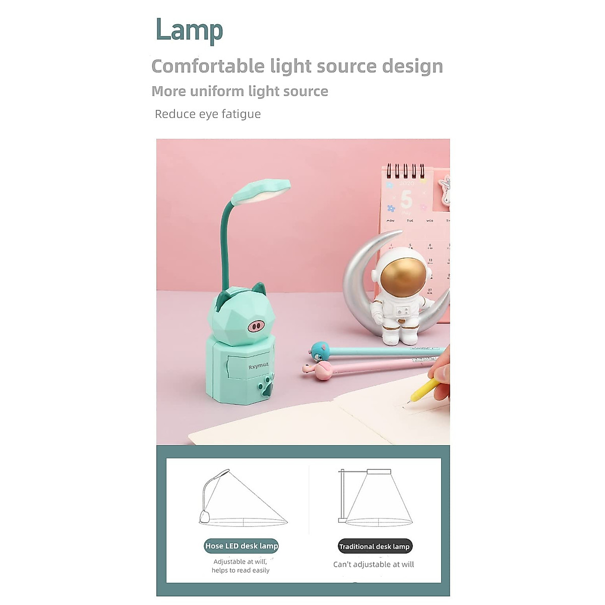 Rxymuz Led Reading Night Light, Cute Mini Kawaii Desk Lamp,Foldable Cute Desk Lamp,Cute Lamps for Home Office for Bedrooms Aesthetic,Office Desk Lamp Led Nights for Kids for Office 3 Colors