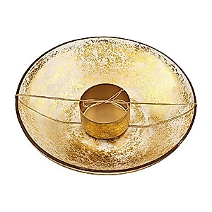 Mud Pie, Gold, Foiled Glass Chip & Dip Set, 2.75" x 12.5" dia, chip 2 3/4" x 12 1/2" dia | dip 2" x 3 1/2" dia