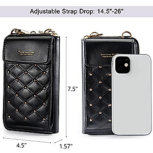 Montana West Small Crossbody Cell Phone Purse for Women RFID Blocking Cellphone Wallet Purses Travel Size Black MWC-110BK