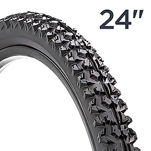 Schwinn Replacement Bike Tire, 24" x 1.95" Mountain Bike Tire, Wide & Blocky Knobs, Steel Bead Construction, Fits Internal Rim Widths 19mm-29mm, PSI Range 35 to 65