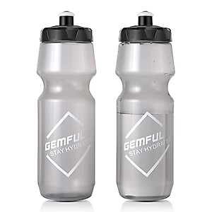 GEMFUL Water Bottle BPA Free Reusable Bike Gym Fitness Clear Squirt Bottles 24oz 2 pack
