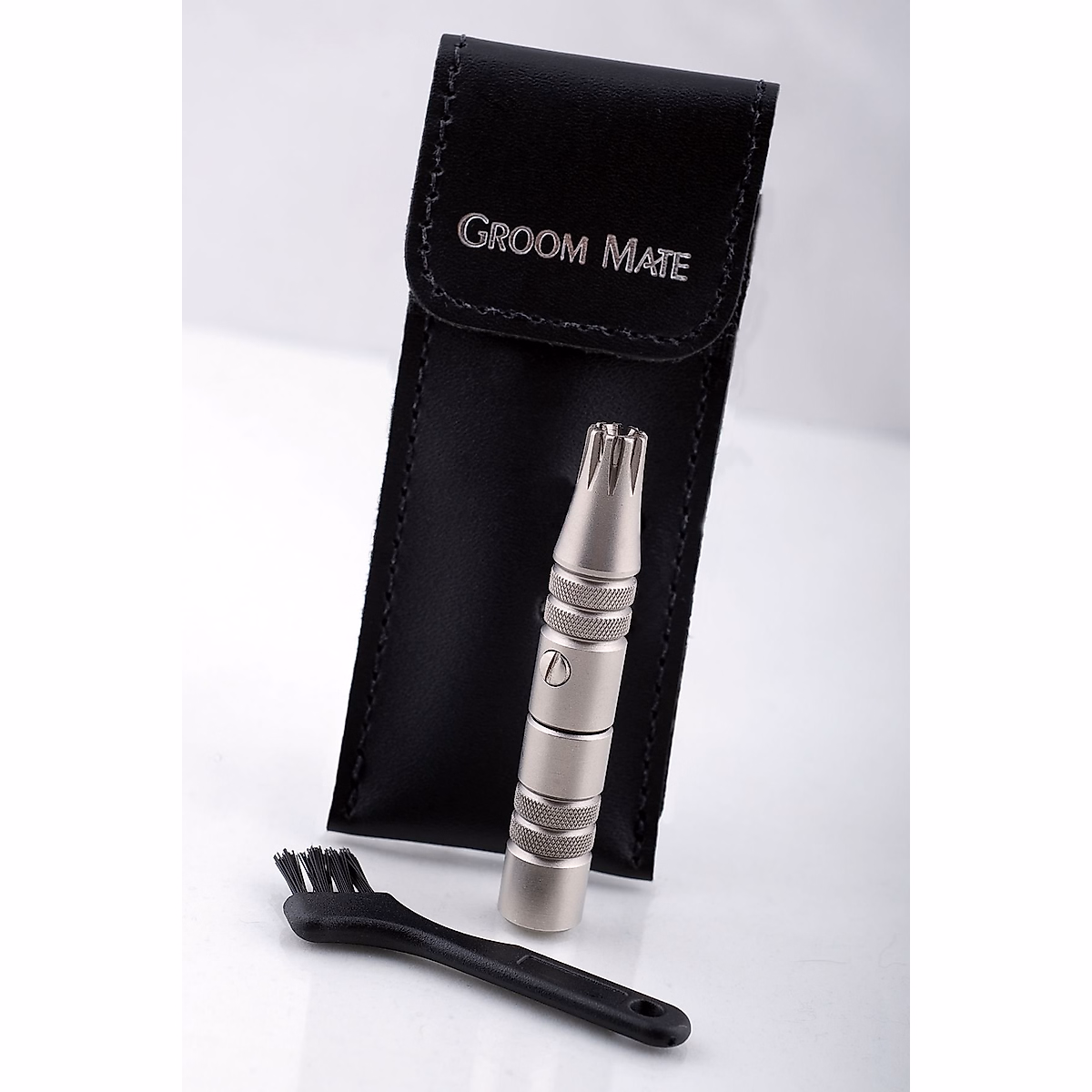 Groom Mate Platinum XL Nose & Ear Hair Trimmer with Leather Pouch & Brush - Engineered to Last a Lifetime - Made in USA