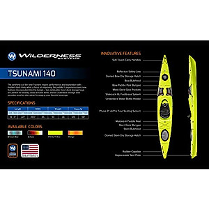 Wilderness Systems Tsunami 140 | Sit Inside Touring Kayak | Multiple Storage Options - Phase 3 Air Pro Seating | 14' | Mango