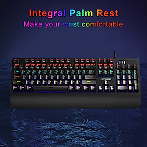 E-YOOSO Mechanical Keyboard, Mechanical Gaming Keyboard with Blue Switches, 104 Keys, Wired Keyboard Mechanical with Rainbow Backlit & RGB LED Side Light, Clicky Keyboard for Windows, Gaming, PC