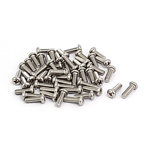 uxcell M5 x 15mm 304 Stainless Steel Phillips Round Head Machine Screws Bolt 50pcs
