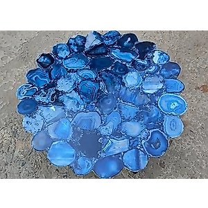 54 x 54 Inches Round Marble Dining Table Top Agate Gemstone Resin Art Conference Table for Office Decor