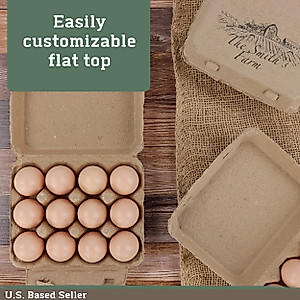 Ruralty Paper Egg Cartons for Chicken Eggs 25 Pack - Holds Dozen Jumbo Egg Cartons Bulk - Vintage 3x4 Flat Top Egg Cartons Made from Recycled Paper Pulp - Easily Personalized Blank Egg Cartons Bulk