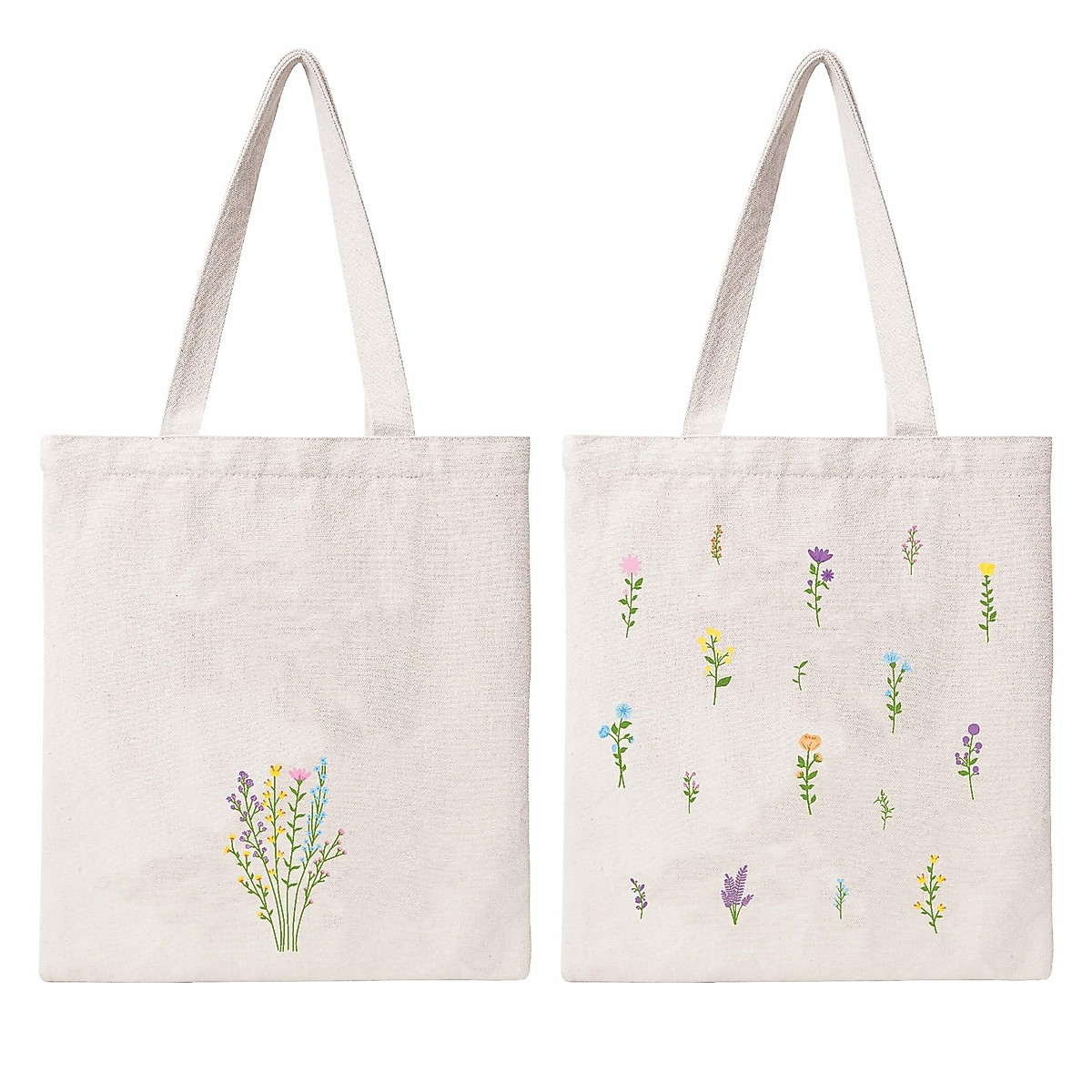Kazova Floral Cotton Canvas Tote Bag Minimalist Bouquet Aesthetic Tote Bag Reusable Canvas Shopping Wildflower Botanical Flower Tote Bag gift for her